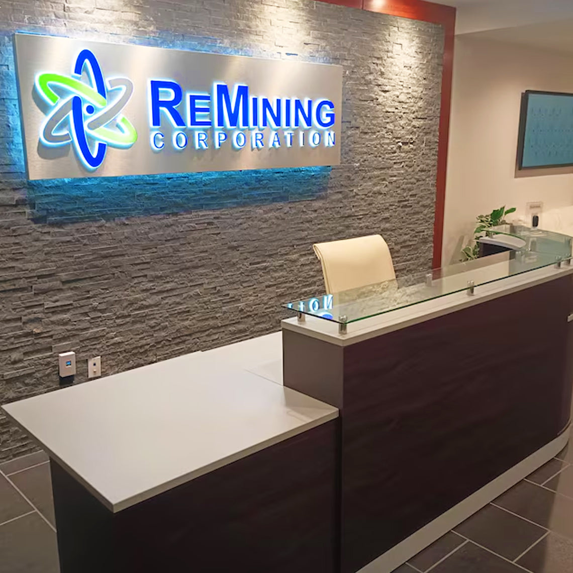 Backlit reception desk store