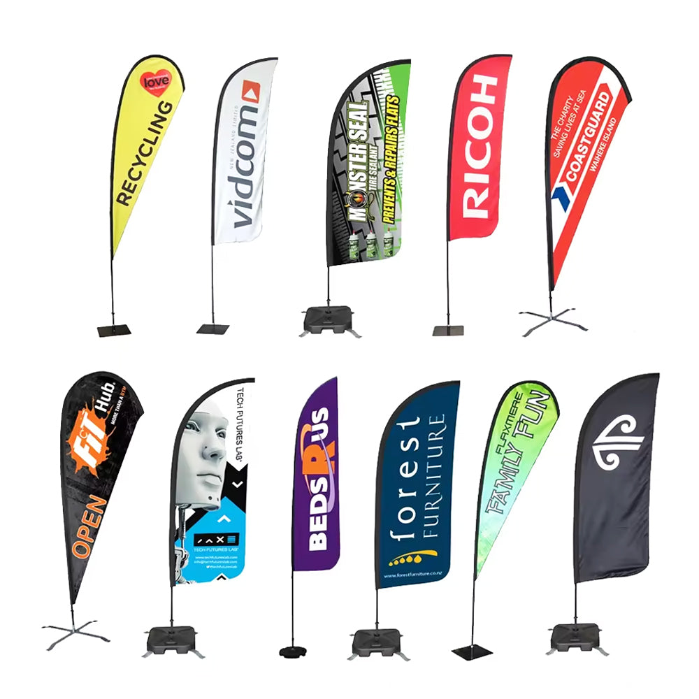 Custom Advertising Banner Feather Flag Beach Flags With Designed Logo