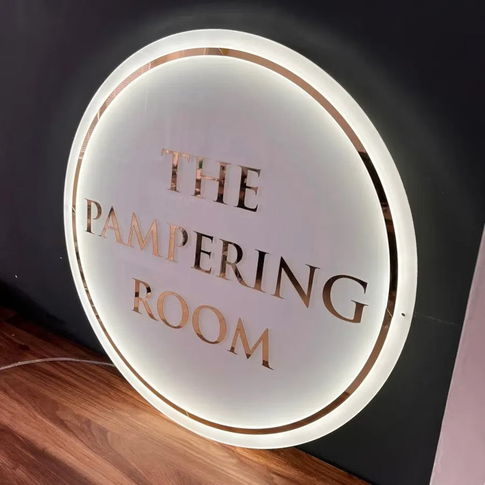 Custom Acrylic Backlit Signs - Clear Board Gold Logo Acrylic Sign For