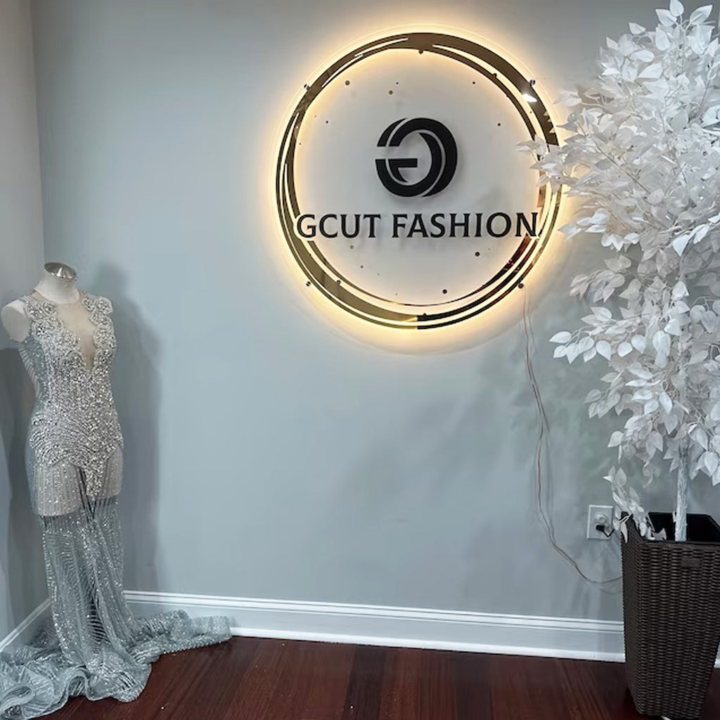 Custom Acrylic Backlit Signs - Clear Board Gold Logo Acrylic Sign For