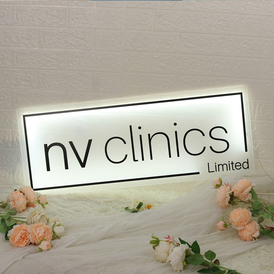 Custom Acrylic Backlit Signs - Rectangle Acrylic Sign with Gold Mirror