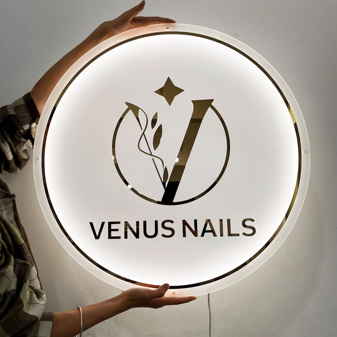 Custom Acrylic Backlit Signs - Clear Board Gold Logo Acrylic Sign For
