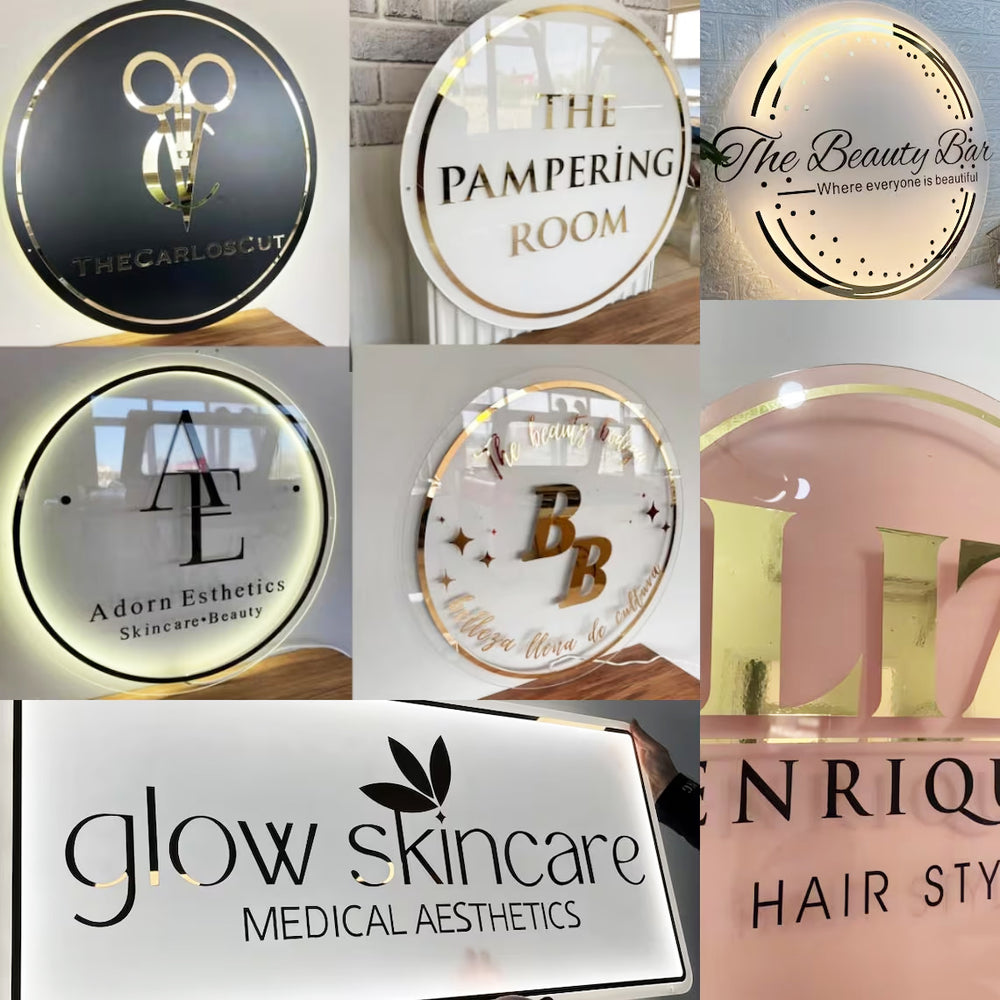 Custom Acrylic Backlit Signs - Clear Board Gold Logo Acrylic Sign For