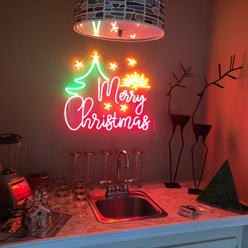 Merry Christmas Neon Sign For Interior Store Window Decor - Fast Neon Signs