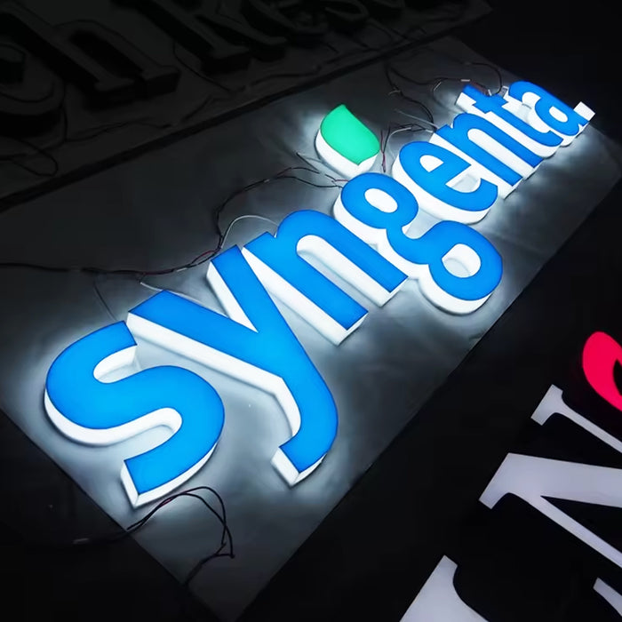 Custom 3D Metal Frontlit Sign, 3D Logo Channel Letters with Rim for Bu