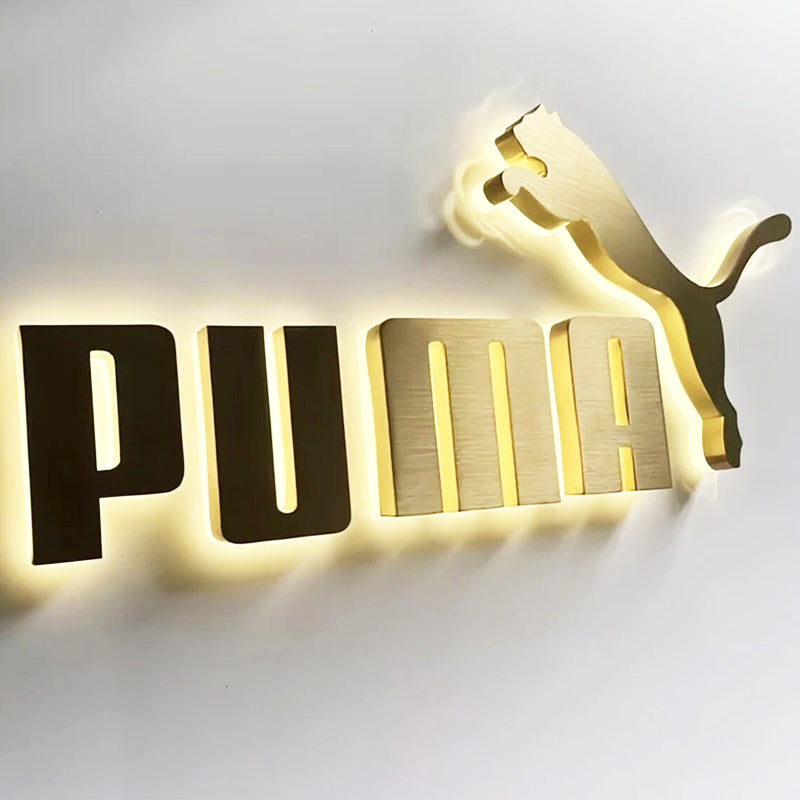 Custom 3D Metal Backlit Sign, Stainless Steel Logo Sign Gold Silver Le