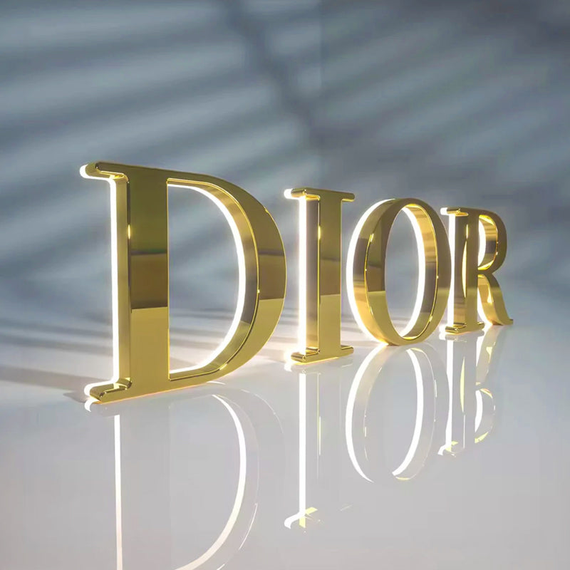 Custom 3D Metal Backlit Sign, Stainless Steel Logo Sign Gold Silver Le