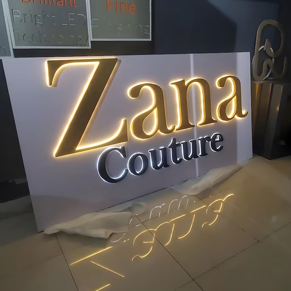 Custom 3D Metal Backlit Sign, 3D Logo Business Signs, LED Light Box Ba