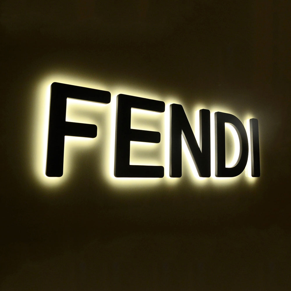 Custom 3D Metal Backlit Sign, Stainless Steel Logo Sign Gold Black Let