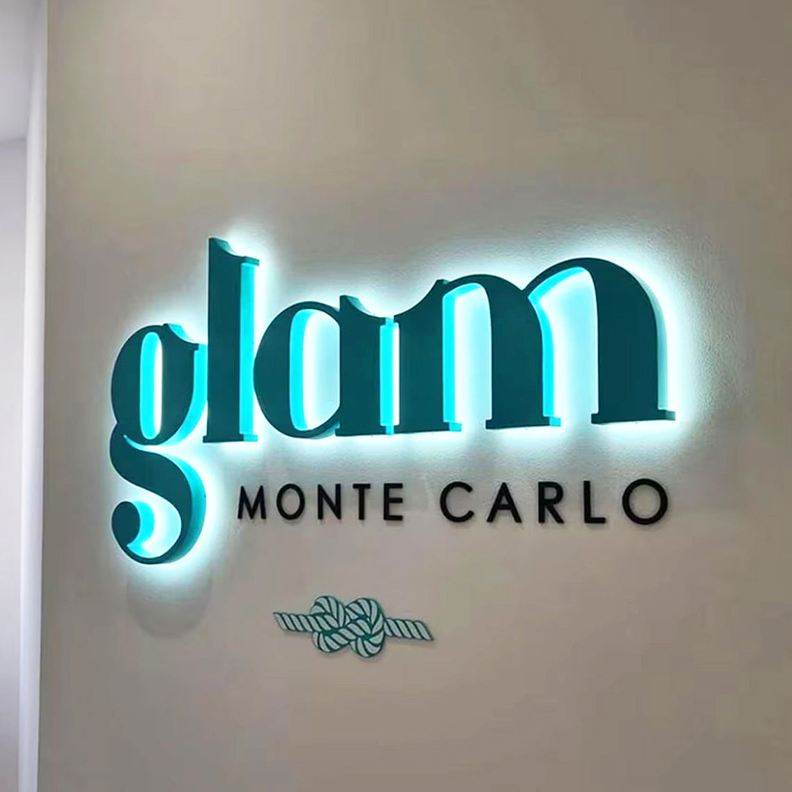 Custom 3D Metal Backlit Sign, Stainless Steel Logo Sign Gold Colorful