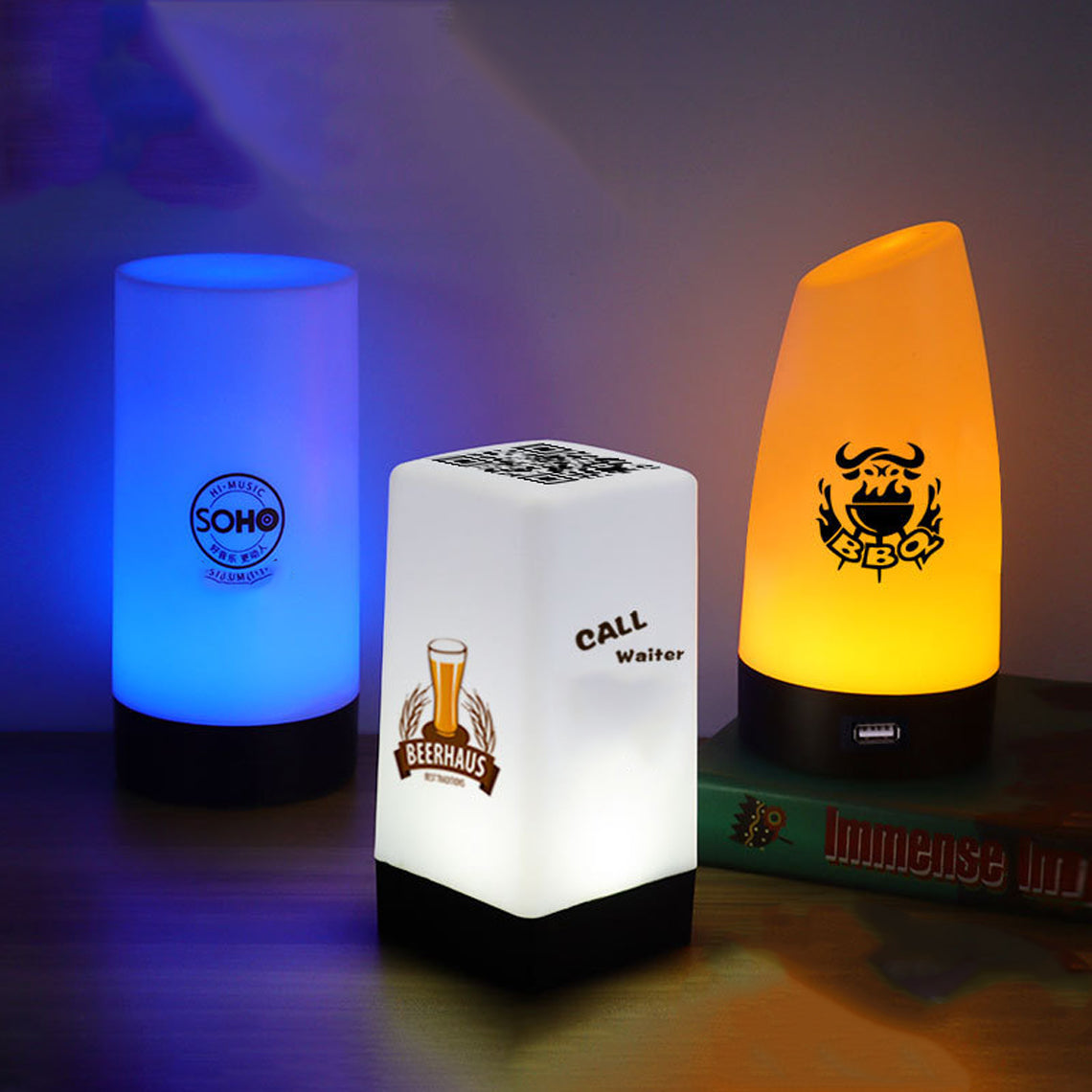 Custom Bar Night Table Lamp Party Column Shape Rechargeable Table Lamp